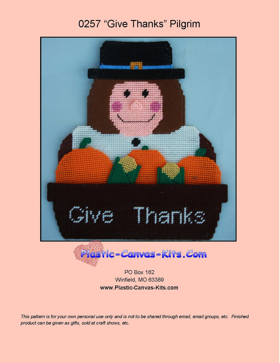 Plastic Canvas-Give Thanks Pilgrim| Plastic-Canvas-Kits.com
