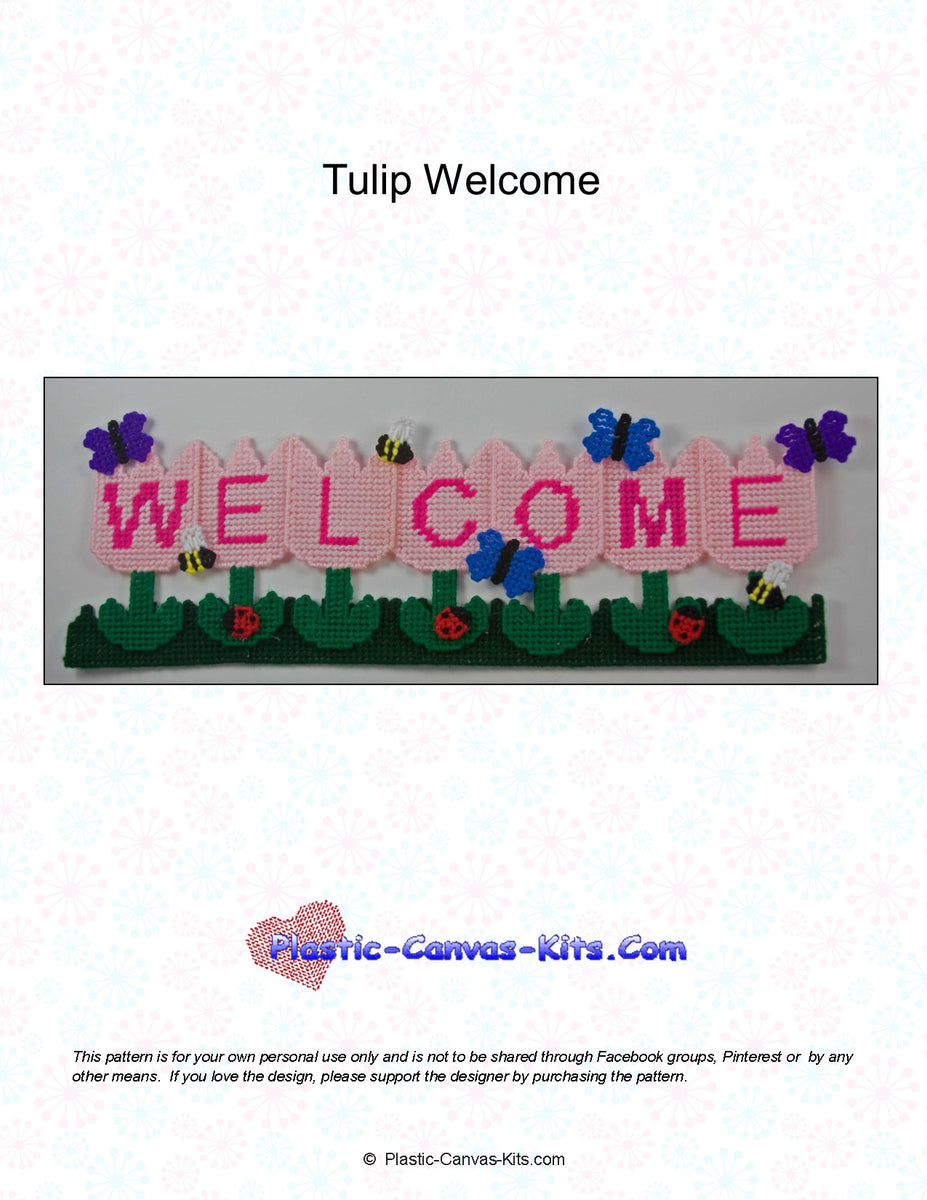 Plastic Canvas-Tulip Welcome sign| Plastic-Canvas-Kits.com