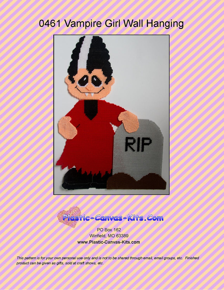 Plastic Canvas-Vampire Girl Wall Hanging| Plastic-Canvas-Kits.com