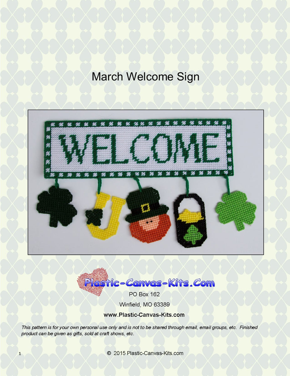 March Welcome Sign| Plastic-Canvas-Kits.com