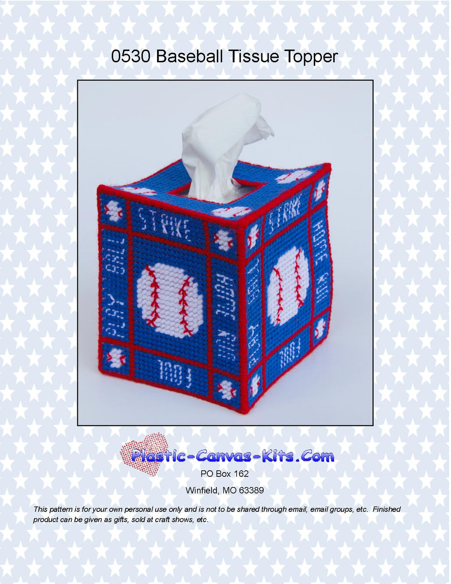 Plastic Canvas-Baseball Tissue Topper| Plastic-Canvas-Kits.com