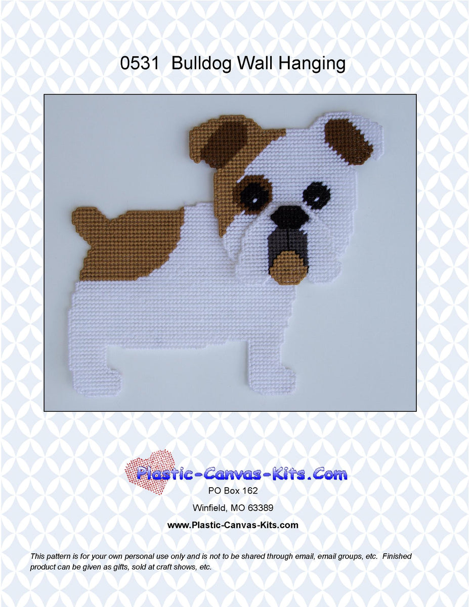 Plastic Canvas-Bulldog Wall Hanging| Plastic-Canvas-Kits.com