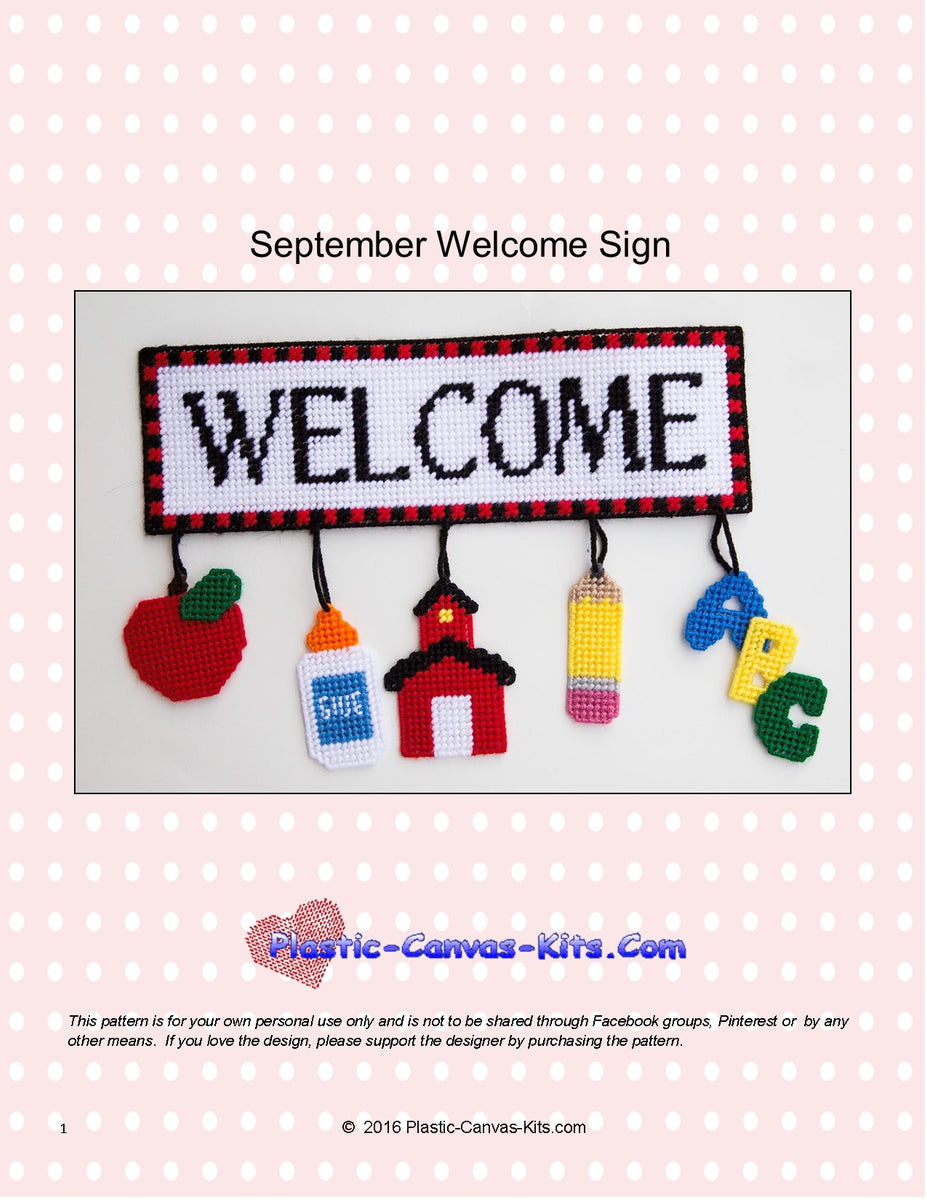 September Welcome Sign| Plastic-Canvas-Kits.com