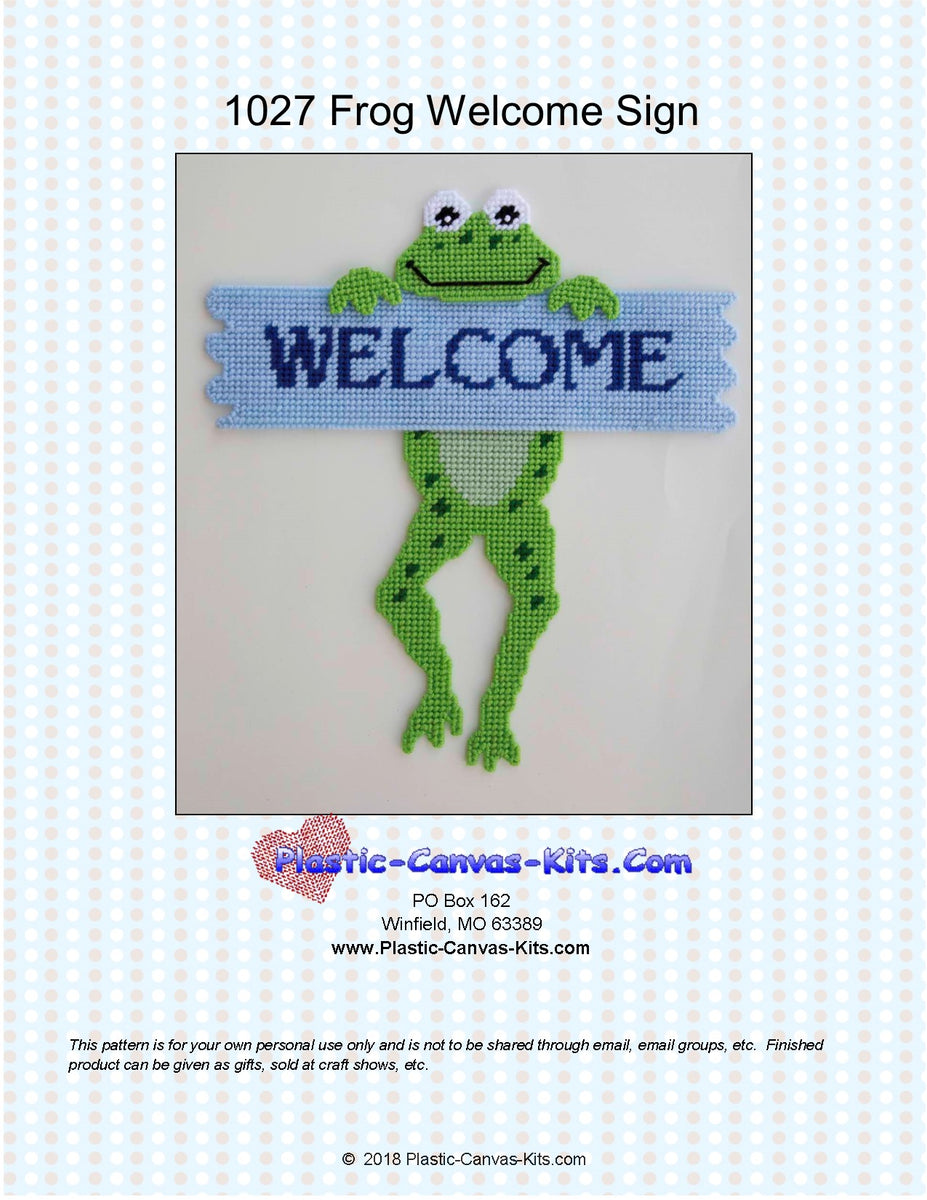 Frog Welcome Sign| Plastic-Canvas-Kits.com