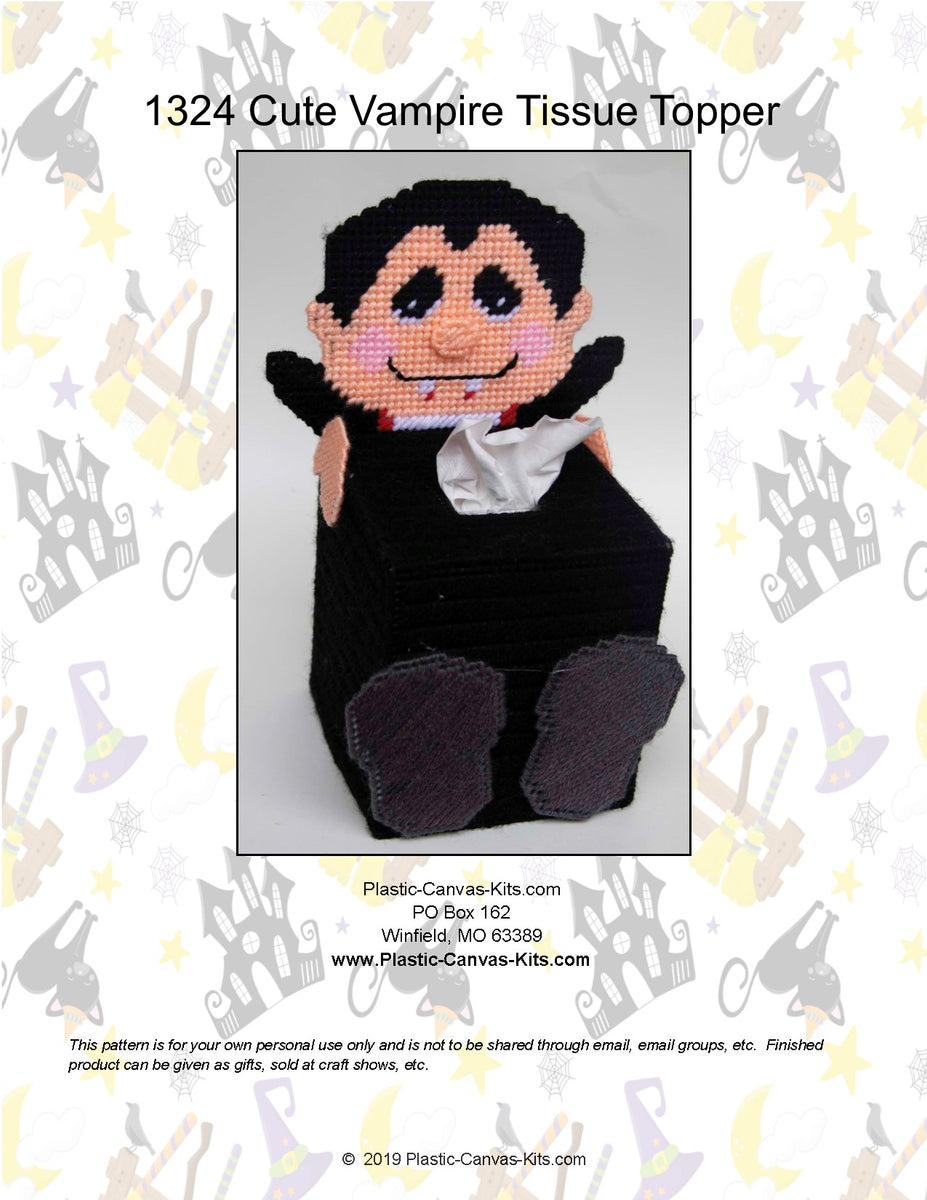 Halloween Cute Vampire Tissue Topper| Plastic-Canvas-Kits.com
