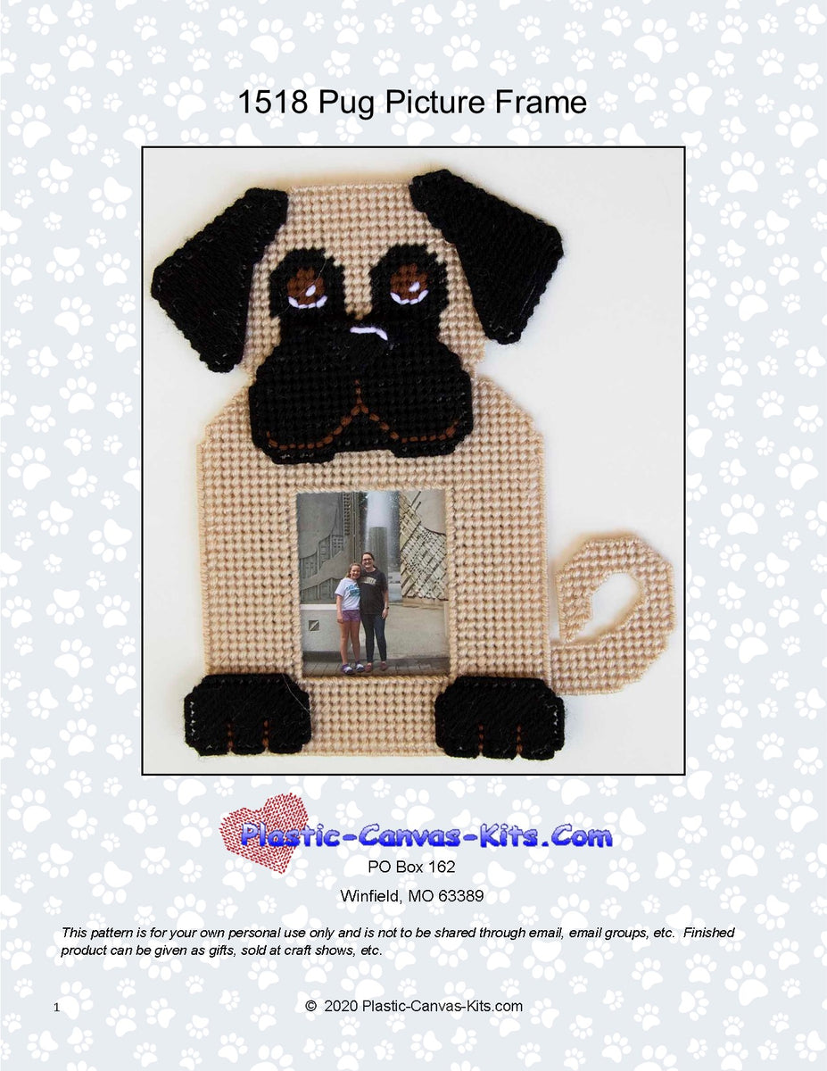 Pug Picture Frame| Plastic-Canvas-Kits.com