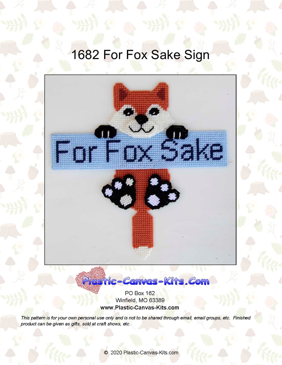 For Fox Sake Sign| Plastic-Canvas-Kits.com