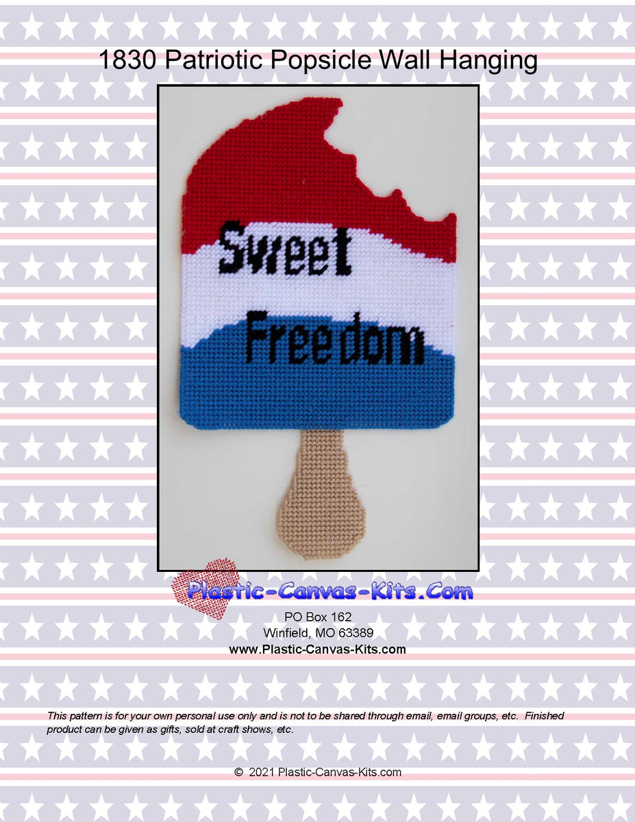 Sweet Freedom Popsicle Wall Hanging| Plastic-Canvas-Kits.com