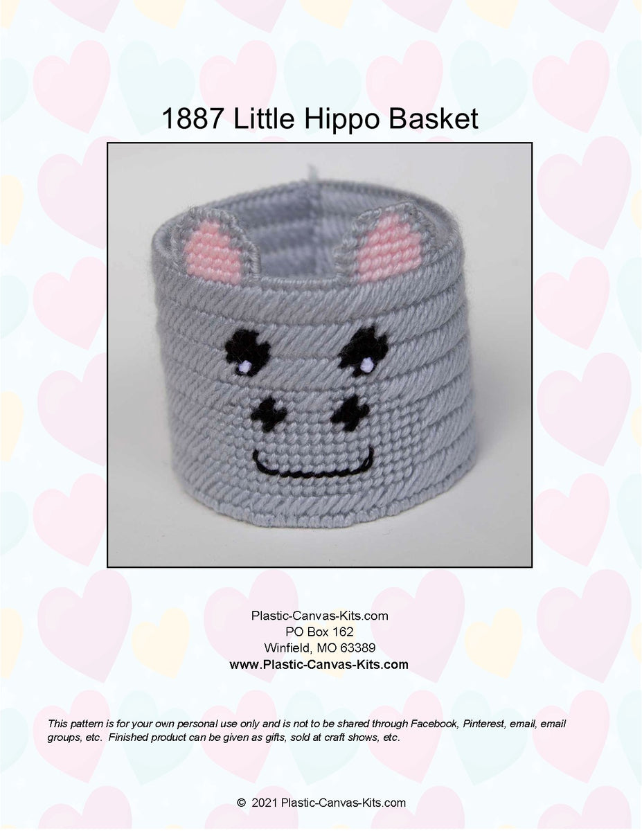 Little Hippo Basket| Plastic-Canvas-Kits.com