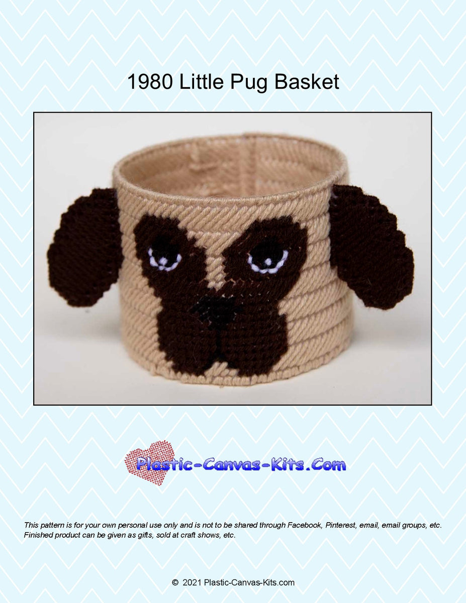 Little Pug Basket| Plastic-Canvas-Kits.com