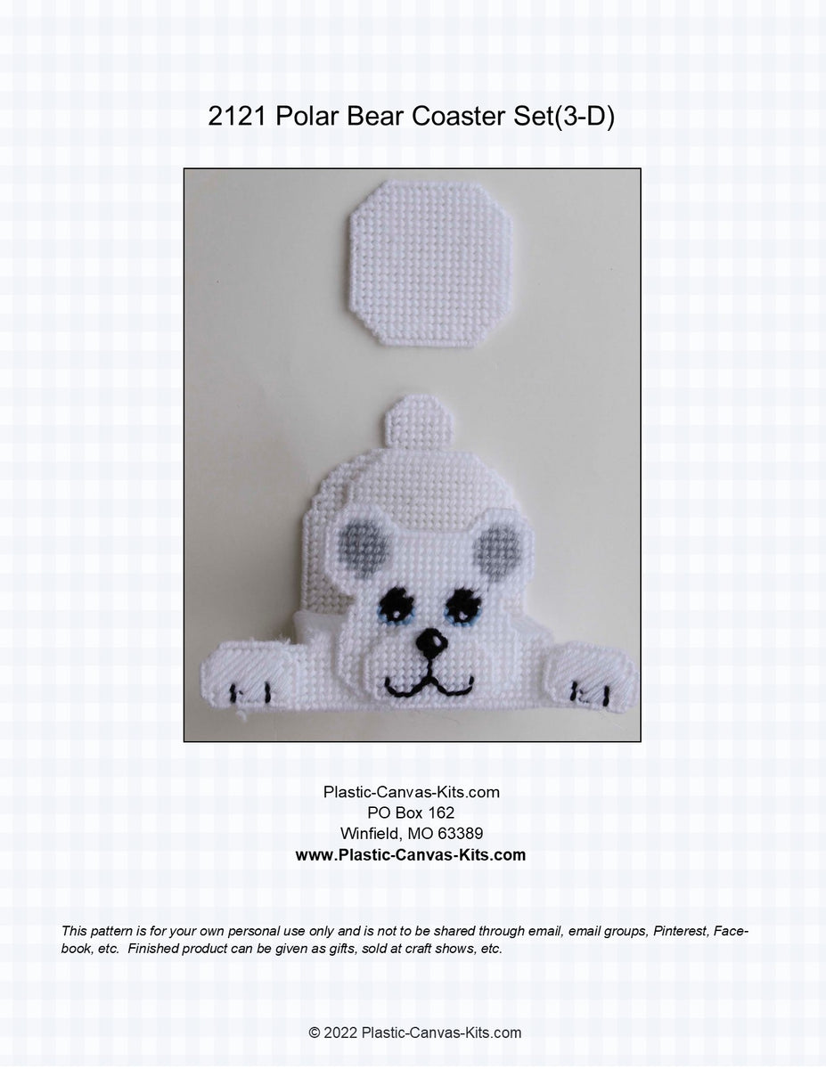 Polar Bear 3-D Coaster Set| Plastic-Canvas-Kits.com