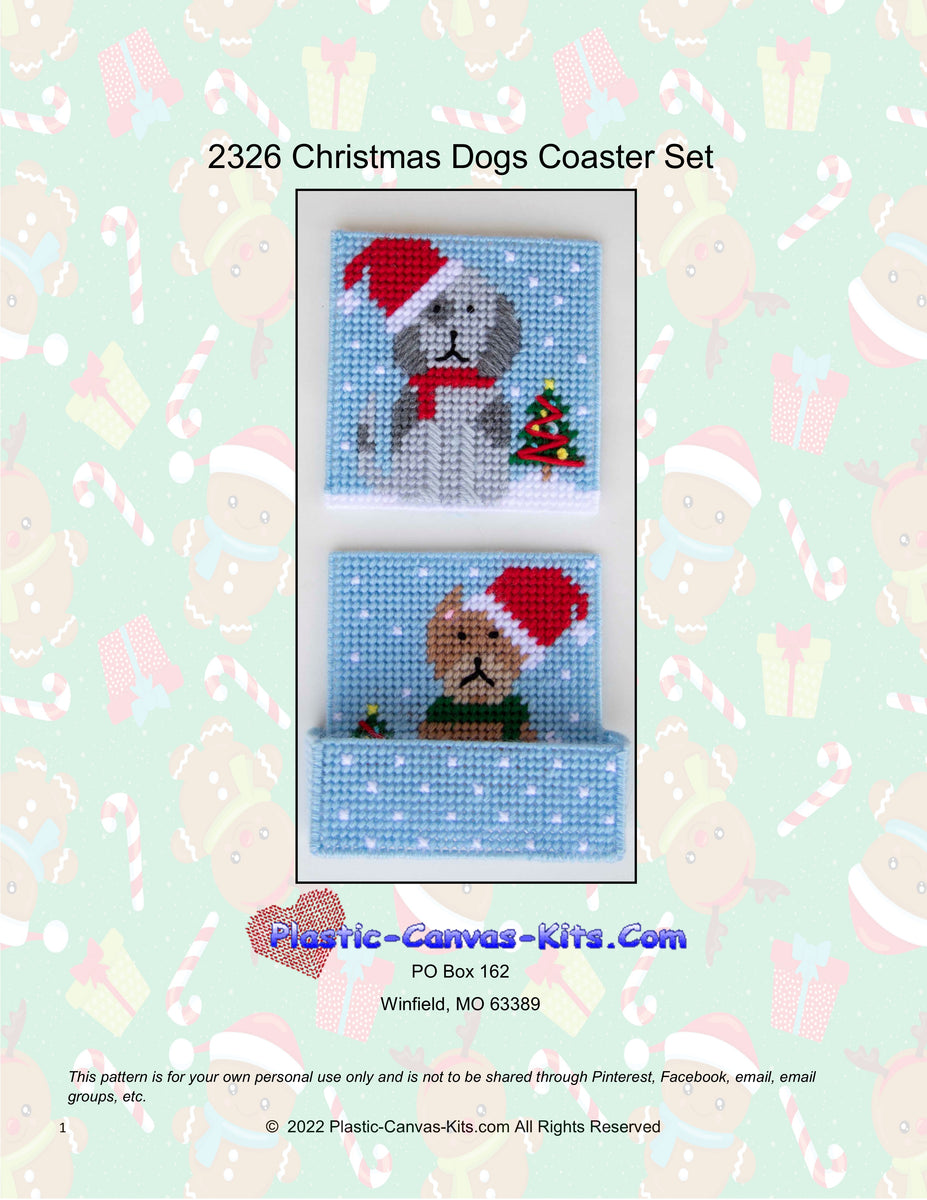 Christmas Dogs Coaster Set| Plastic-Canvas-Kits.com