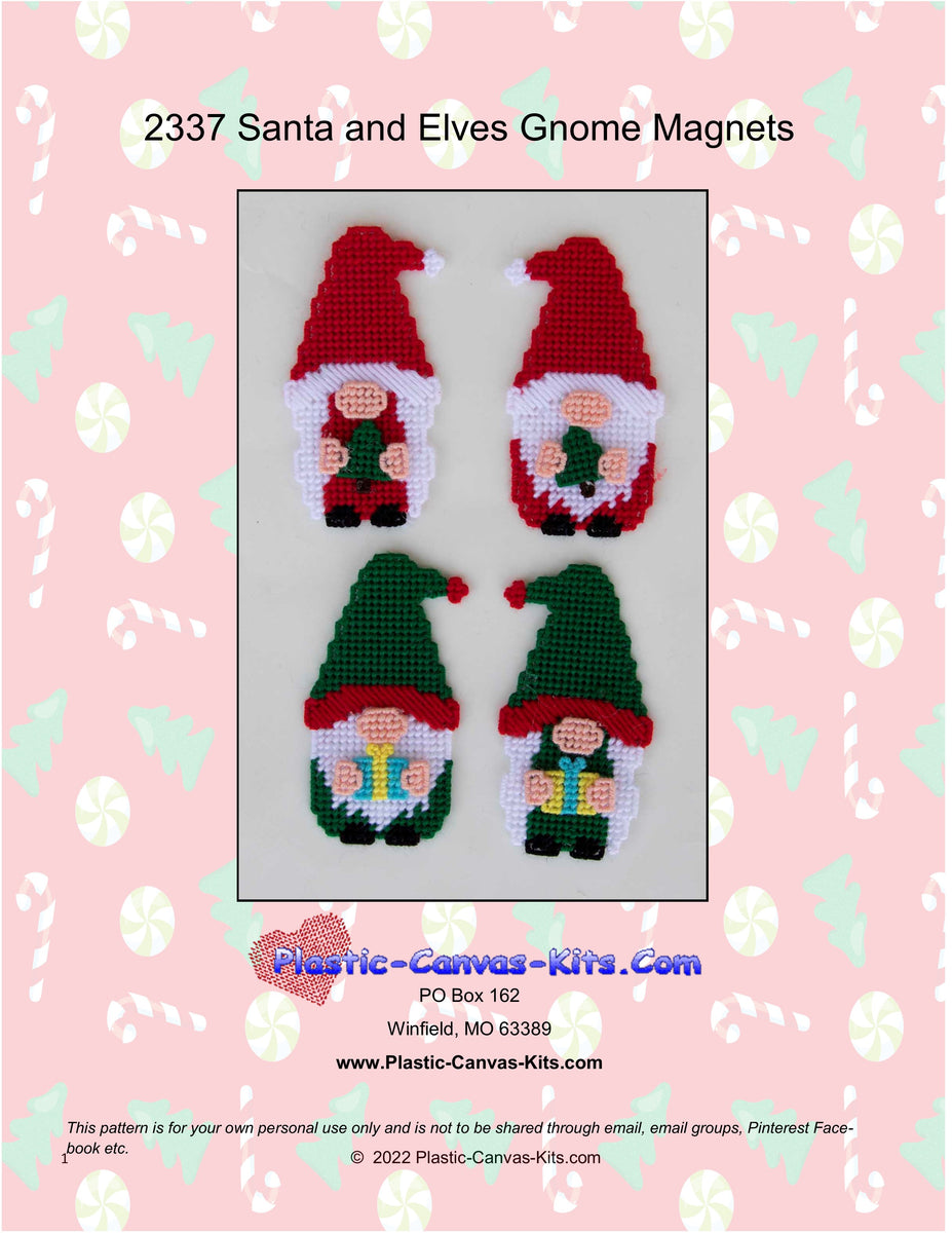Santa and Elf Gnome Magnets| Plastic-Canvas-Kits.com