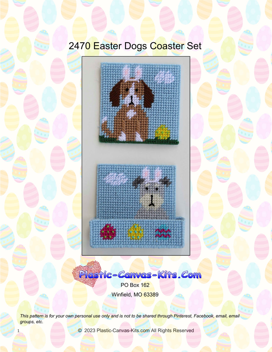 Easter Dogs Coaster Set| Plastic-Canvas-Kits.com