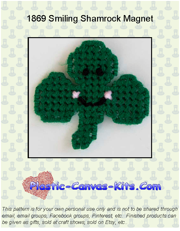 Smiling Shamrock Magnet| Plastic-Canvas-Kits.com