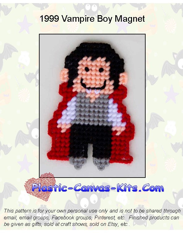 Vampire Boy Magnet| Plastic-Canvas-Kits.com